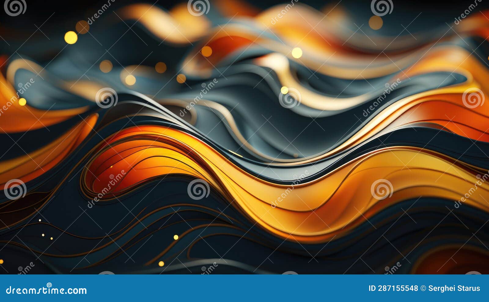 Abstract Waves, with Orange and Black Colors. Generative AI Image Stock ...