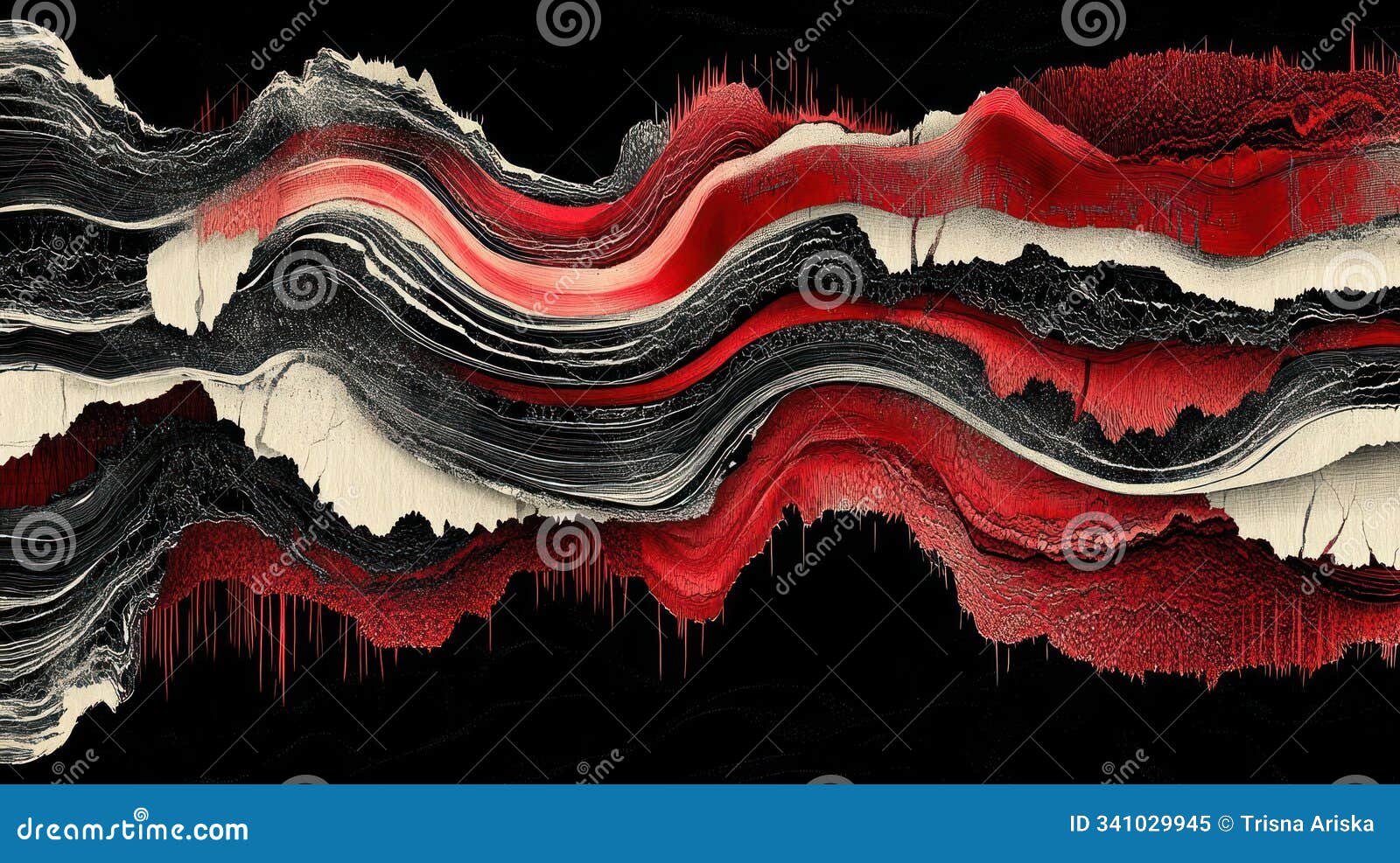 Abstract Waves in Red, Black, and White Create a Dynamic Visual Texture ...