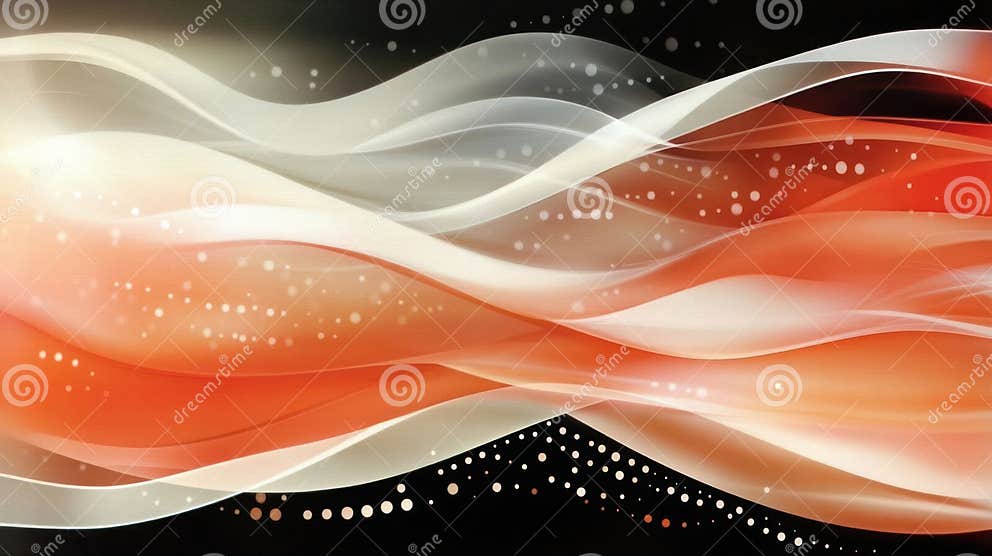 Abstract Waves in Red and White with a Smooth Gradient and Dotted ...