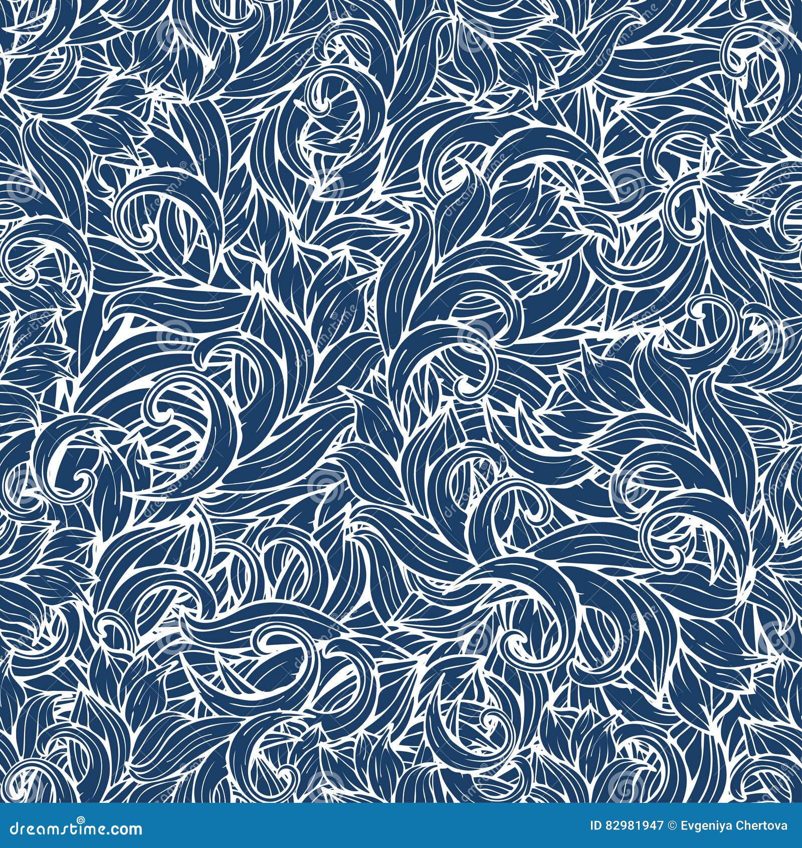 Abstract Waves Seamless Pattern, Vector Background. Stylized Sea Water ...