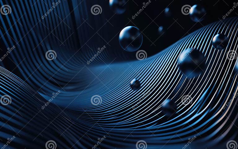 Abstract Waves with Spheres in Blue Tones Create a Mesmerizing Visual ...