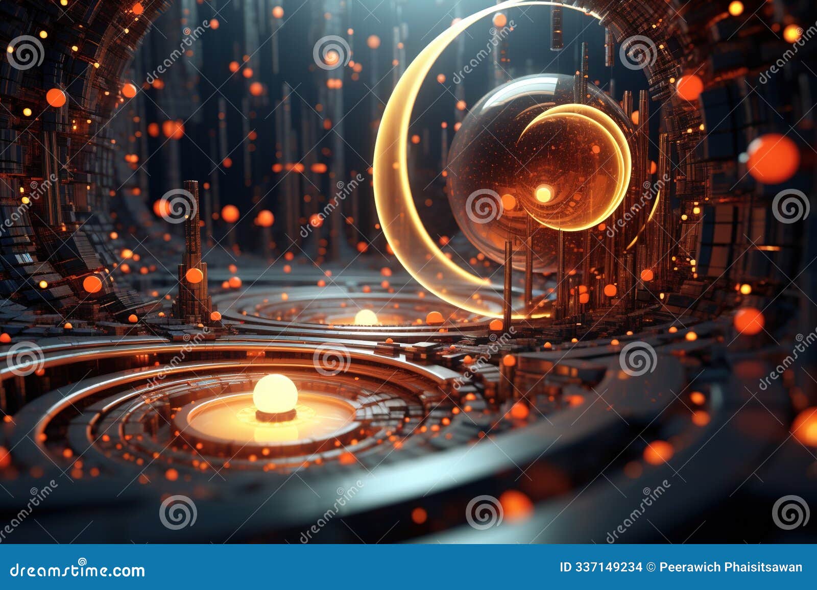 Abstract Waving Particle Technology Background Design Dots Flow ...