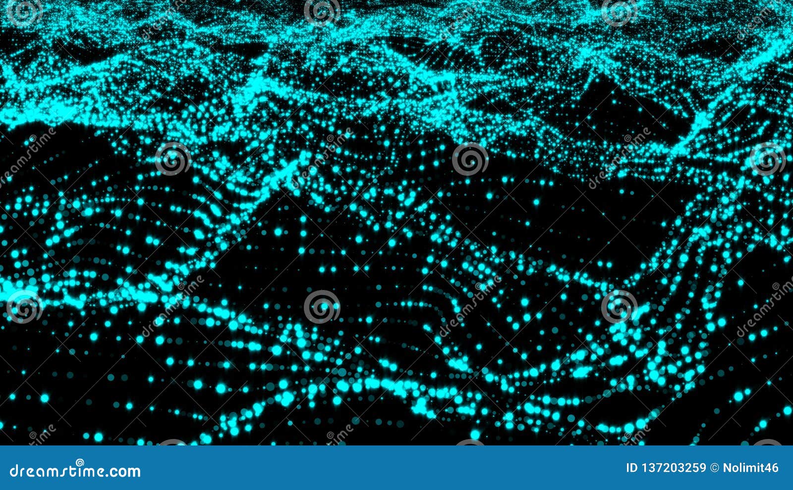 Abstract Waving Shiny Particles As Sea Water, Computer Generated ...