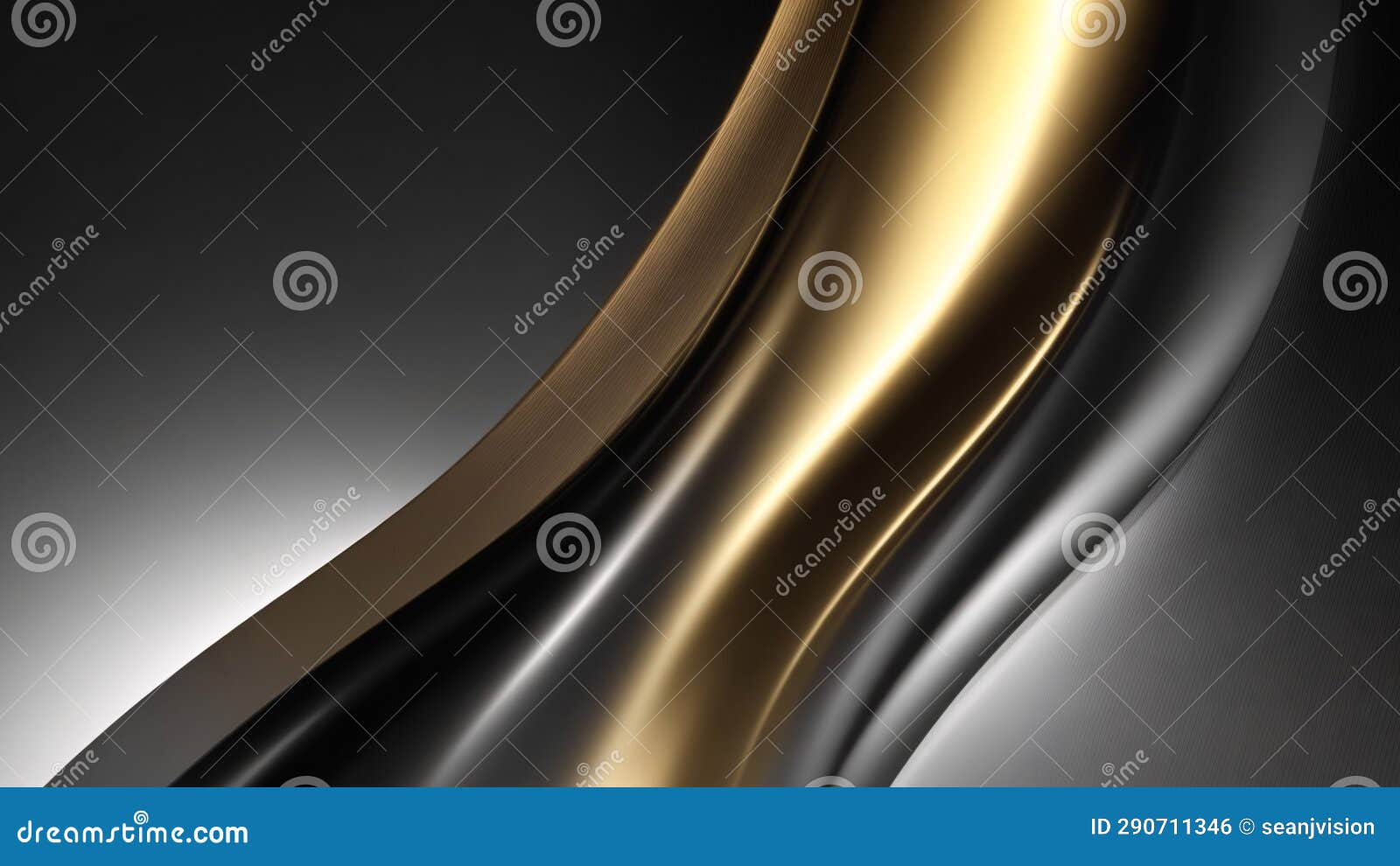 Abstract Wavy Background with Blend Gold and Silver Lines, 3d Render ...