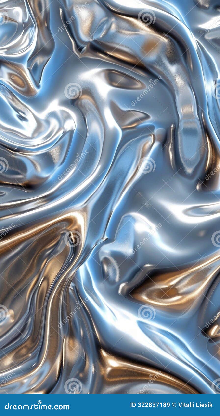 Abstract Wavy Background, Chrome Metal Texture with Waves. Generative ...
