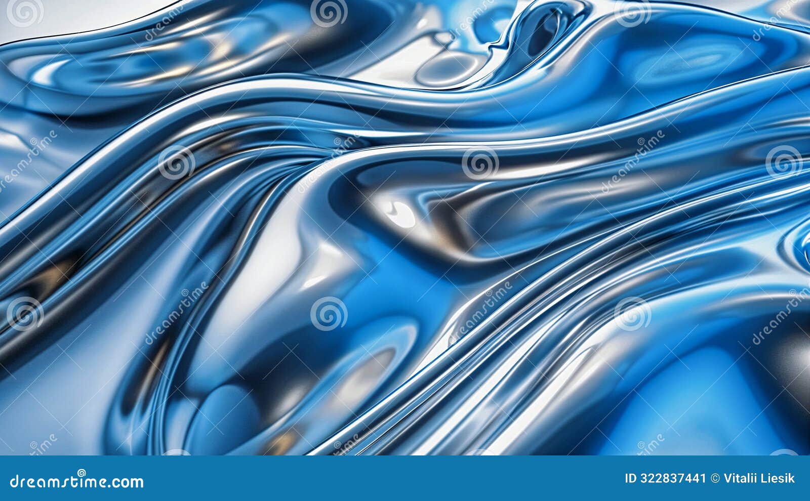 Abstract Wavy Background, Chrome Metal Texture with Waves. Generative AI Stock Illustration ...