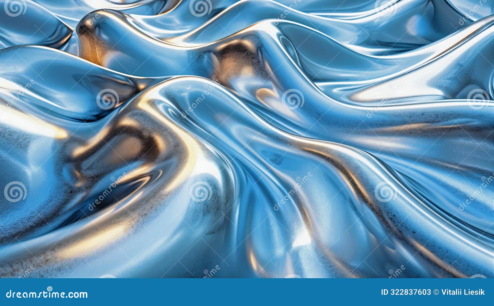 Abstract Wavy Background, Chrome Metal Texture with Waves. Generative ...