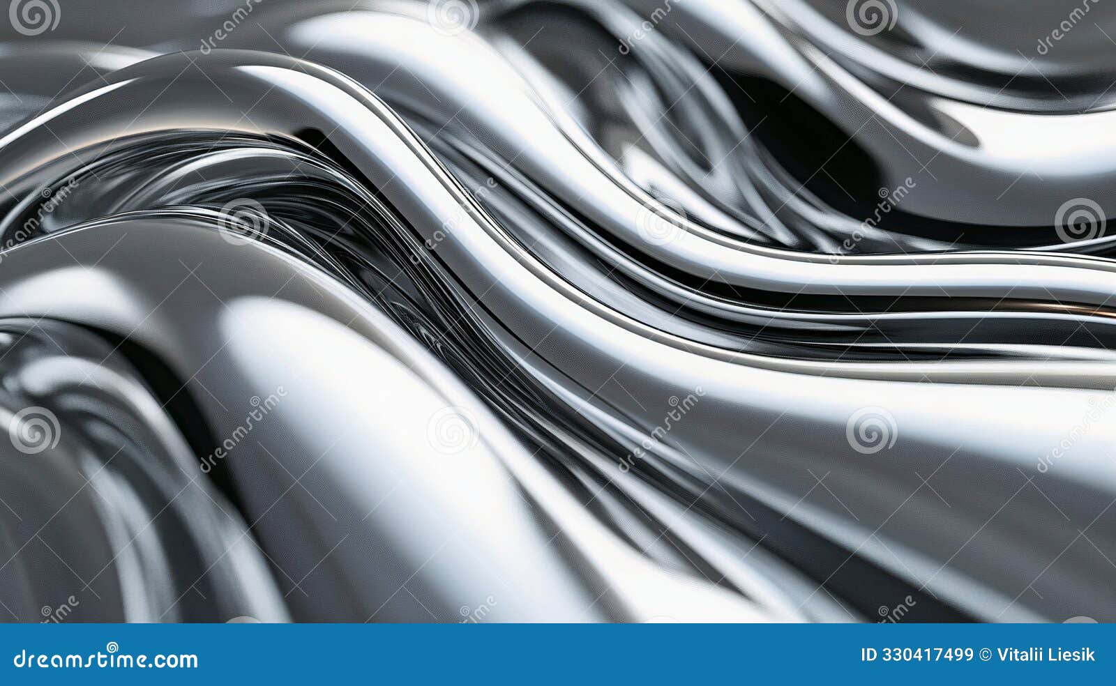 Abstract Wavy Background, Chrome Metal Texture with Waves. Generative ...