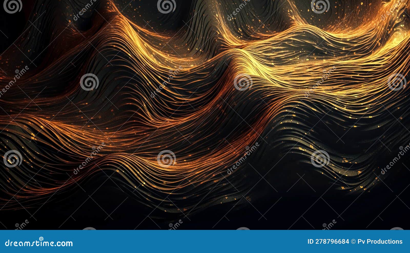 Abstract Wavy Background with Golden Lines, Generative AI. Stock ...