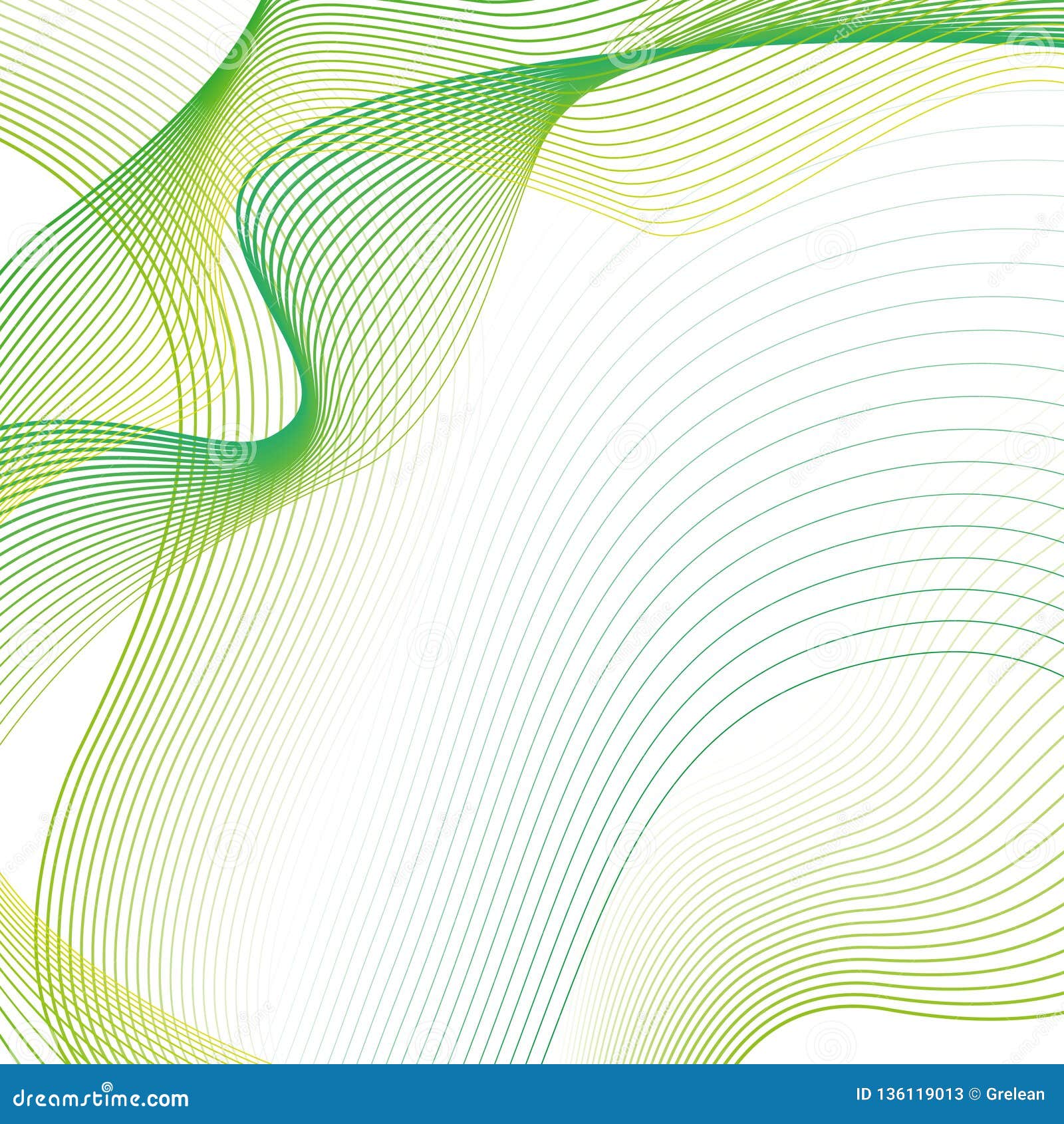 Abstract Wavy Background With Green Linear Waves Stock Illustration