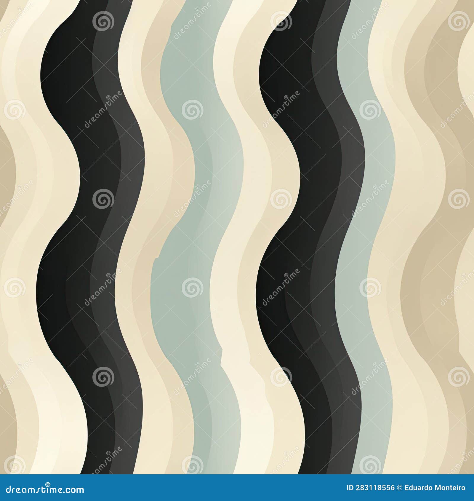 Abstract Wavy Black and Beige Pattern with Bold Shadows (tiled) Stock ...