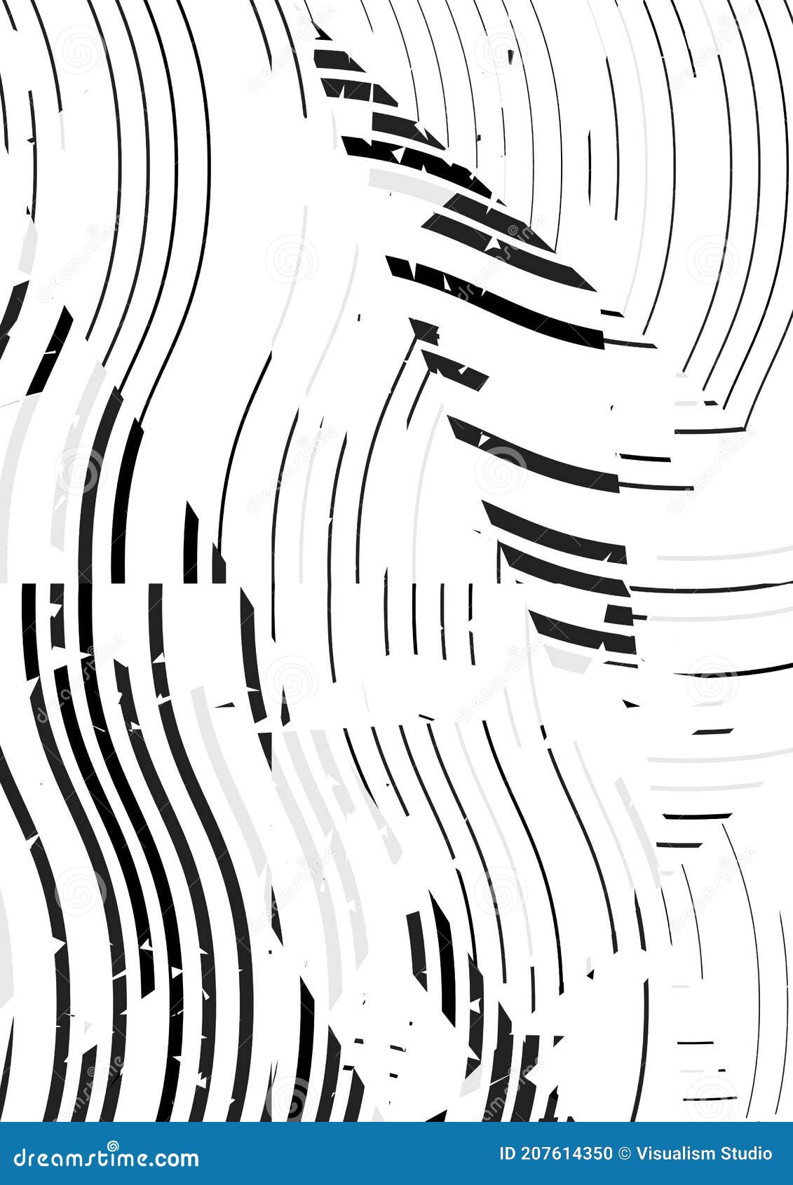 Abstract Wavy Black and Gray Line Pattern with Circle Overlay Texture ...