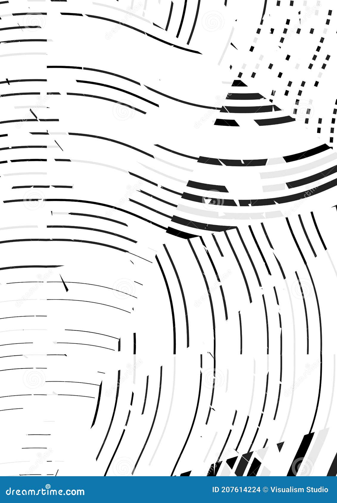 Abstract Wavy Black and Gray Line Pattern with Circle Overlay Texture ...