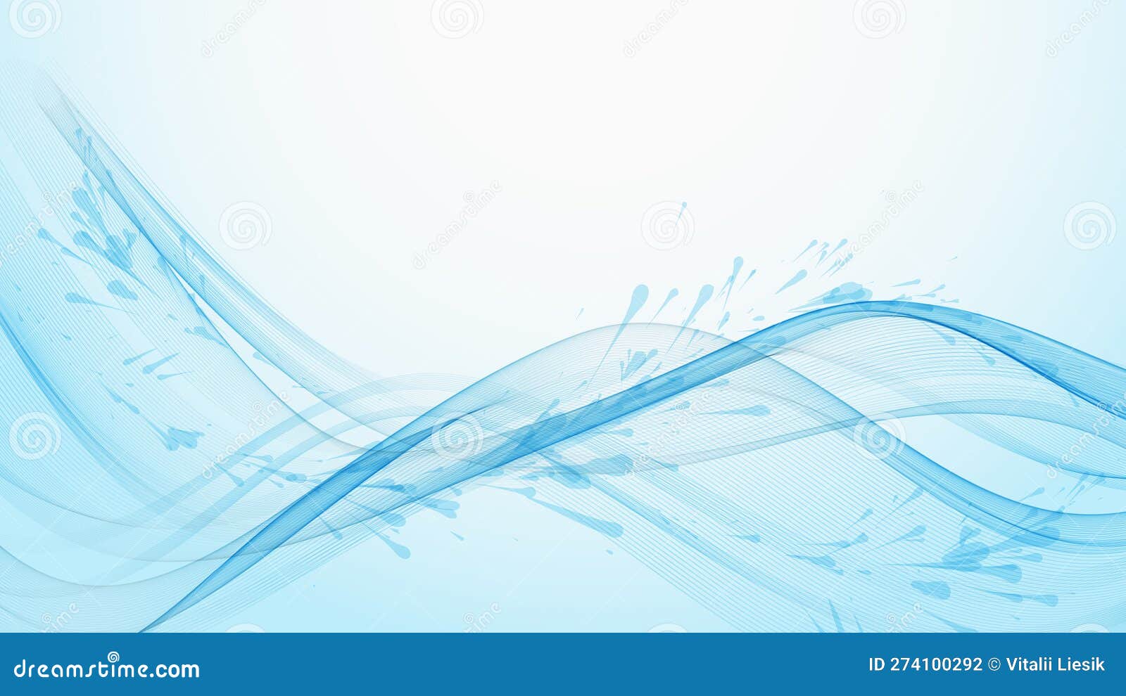 Abstract Wavy Blue Flow of Wavy Transparent Lines with Splatter Effect ...