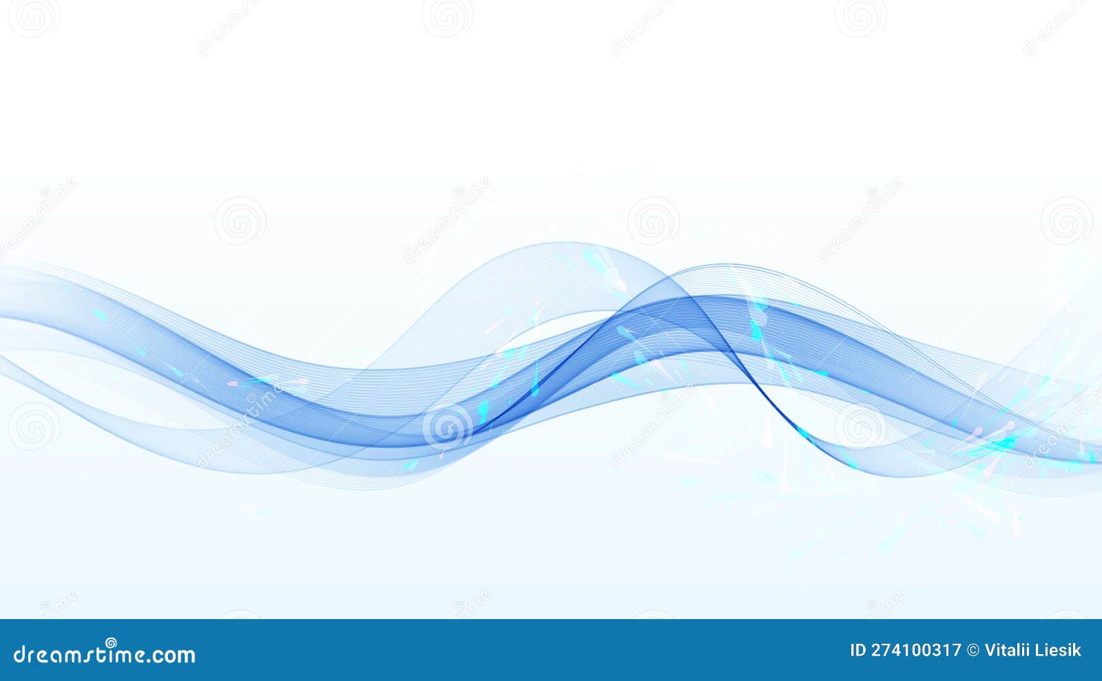 Abstract Wavy Blue Flow of Wavy Transparent Lines with Splatter Effect ...