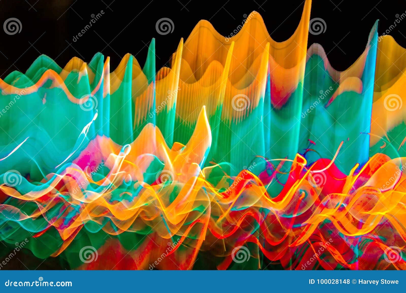 Abstract Wavy Color Lights in Motion. Stock Photo - Image of multiple ...