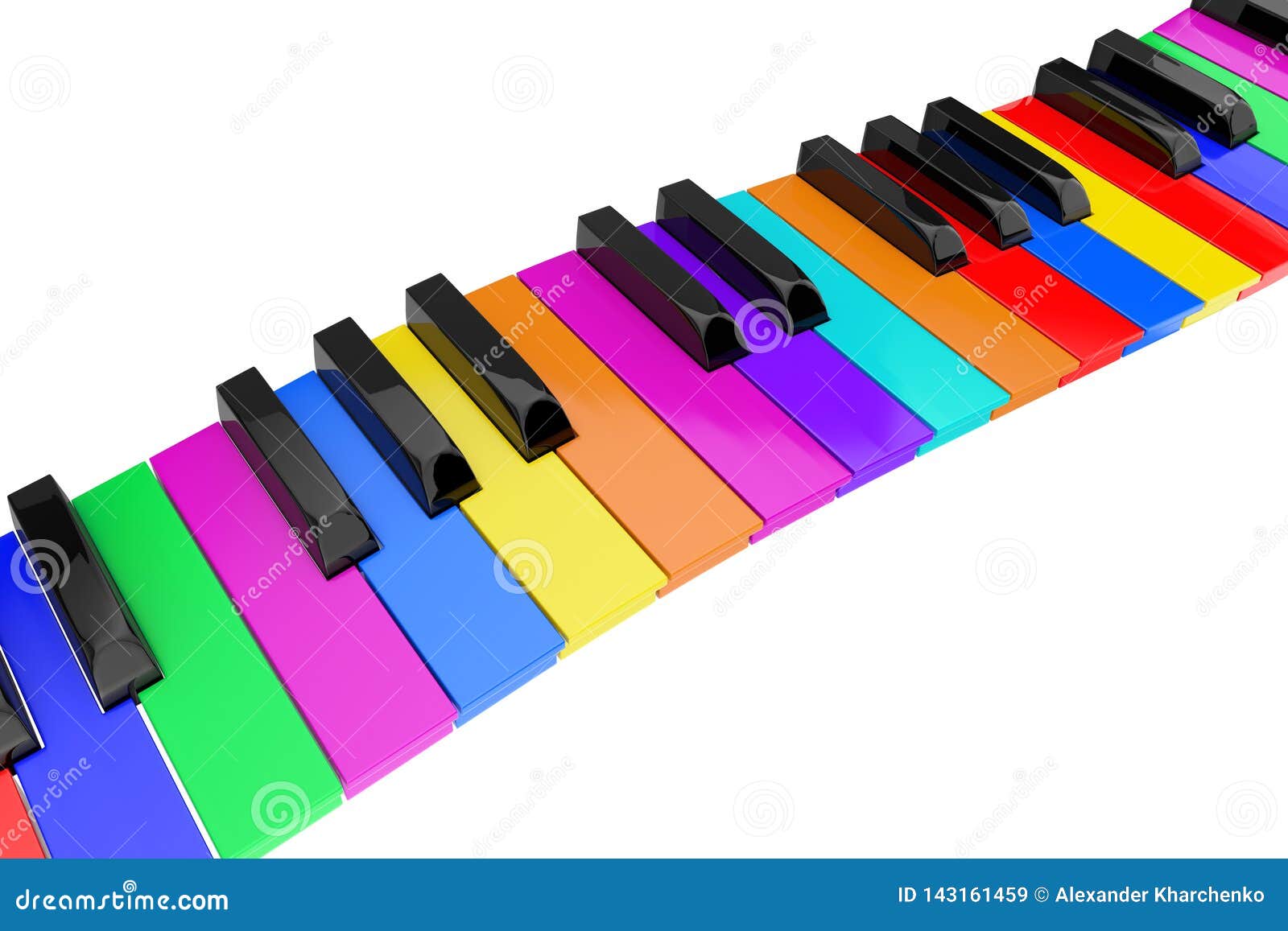 Abstract Wavy Colorful Piano Keyboard. 3d Rendering Stock Illustration ...