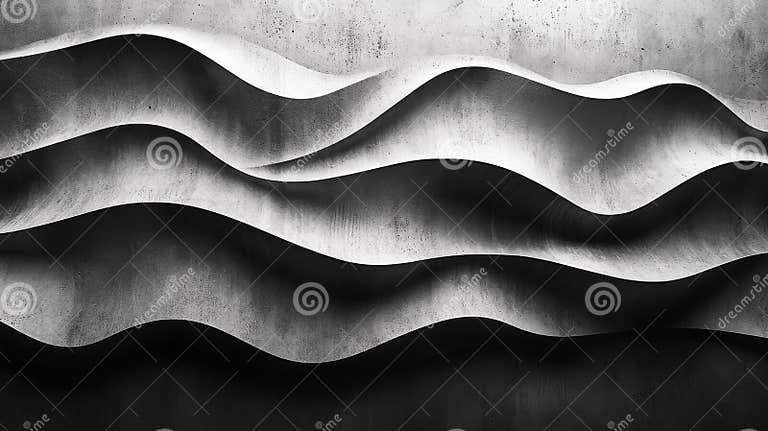 Abstract Wavy Concrete Patterns Illuminated by Soft Light in an ...