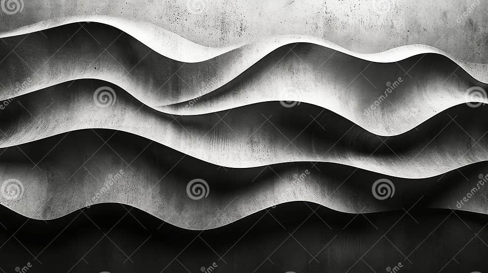 Abstract Wavy Concrete Patterns Illuminated by Soft Light in an ...