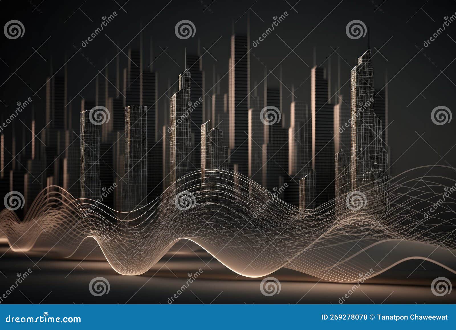 Abstract Wavy Curve Technology Background, Business Connection, Lines ...