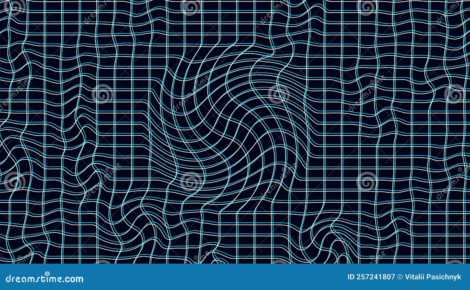 Abstract Wavy 3d Grid with Glitch Effect on Dark Background. Geometric ...