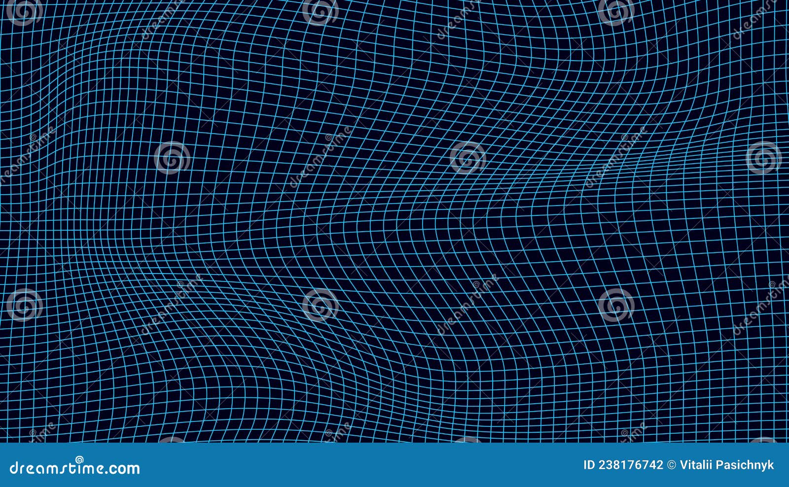 Abstract Wavy 3d Mesh on a Blue Background. Geometric Dynamic Wave. 3D ...
