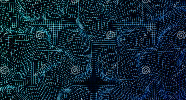 Abstract Wavy 3d Mesh. Geometric Dynamic Wave. Distorted Square Grid ...