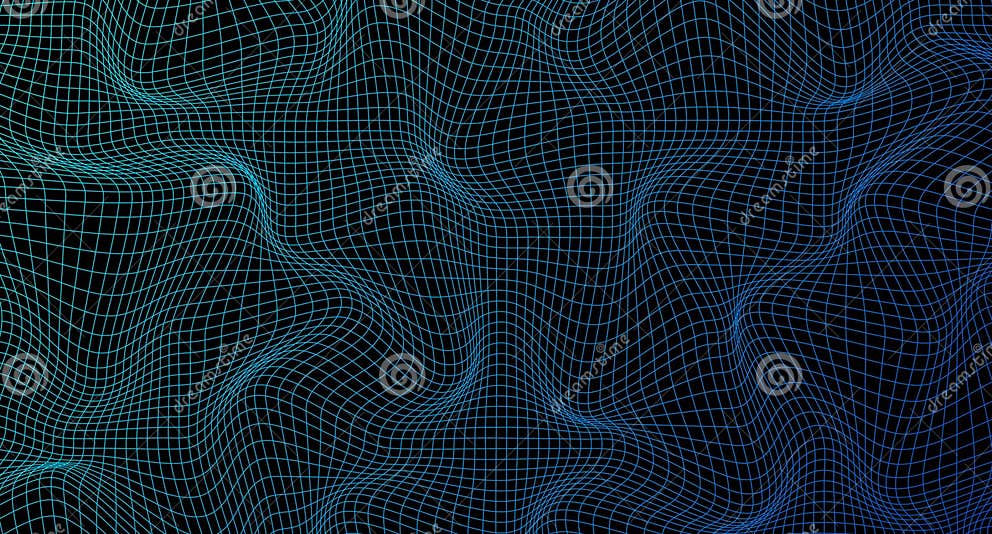 Abstract Wavy 3d Mesh. Geometric Dynamic Wave. Distorted Square Grid ...