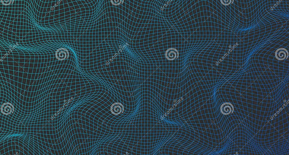 Abstract Wavy 3d Mesh. Geometric Dynamic Wave. Distorted Square Grid ...