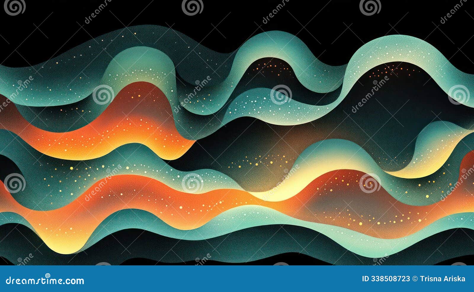 Abstract Wavy Design with Gradients and Sparkles on a Dark Background ...