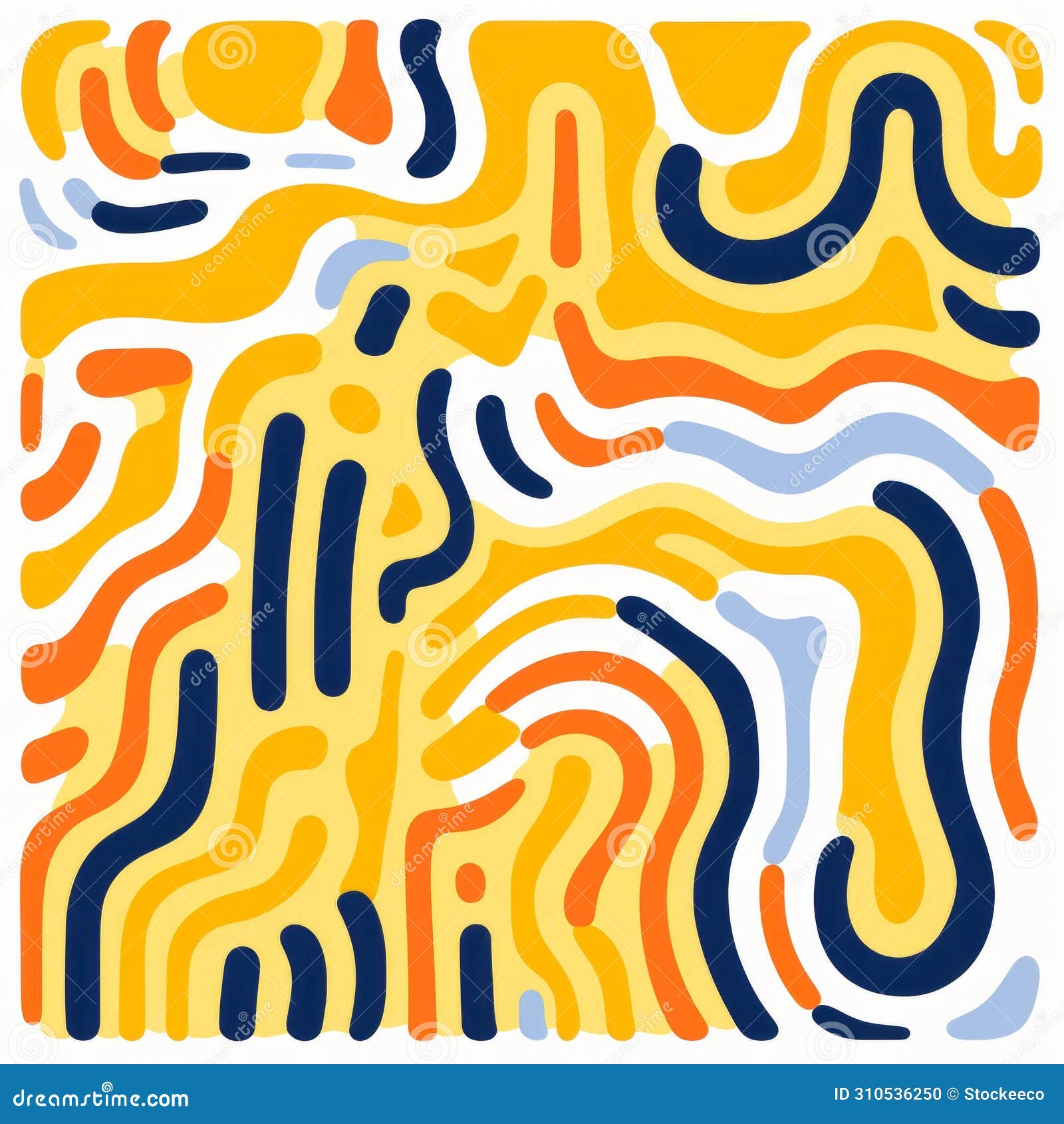 Abstract Wavy Design in Yellow and Orange with Blue Patterns Stock ...