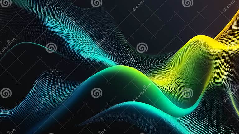 Abstract Wavy Dots Pattern in Vibrant Green and Yellow Stock ...