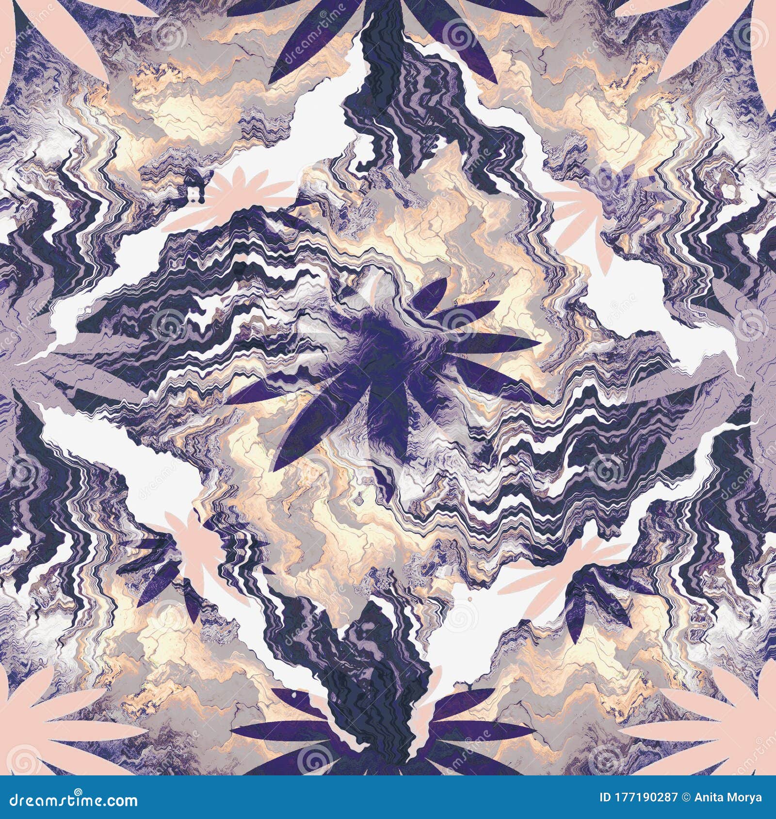 Abstract Wavy Flower Shaped Illustration Seamless Patern Stock ...