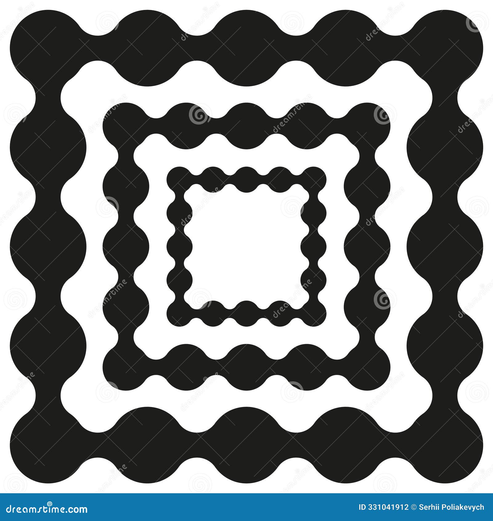 Abstract Wavy Frames. Geometric Vector Borders. Black and White ...