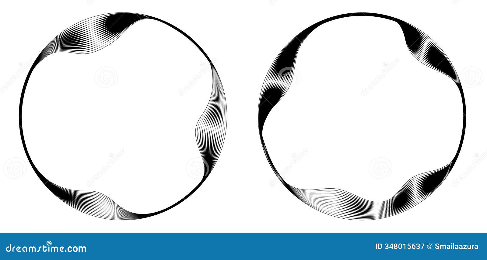 Abstract Wavy Frames, Line Art Borders with Curves Pattern, Rings with ...