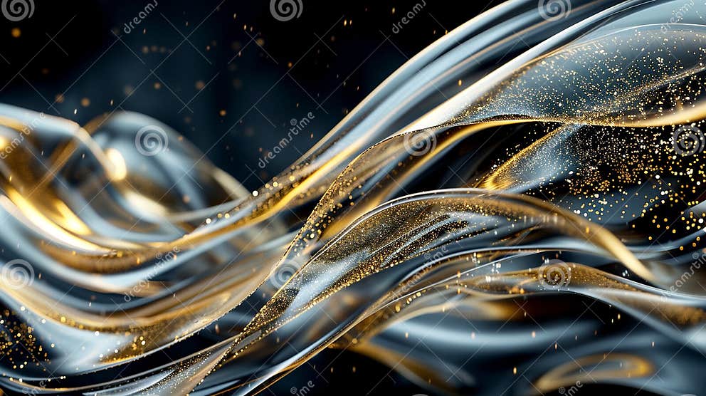 Abstract Wavy Gold and Silver Lines Stock Illustration - Illustration ...