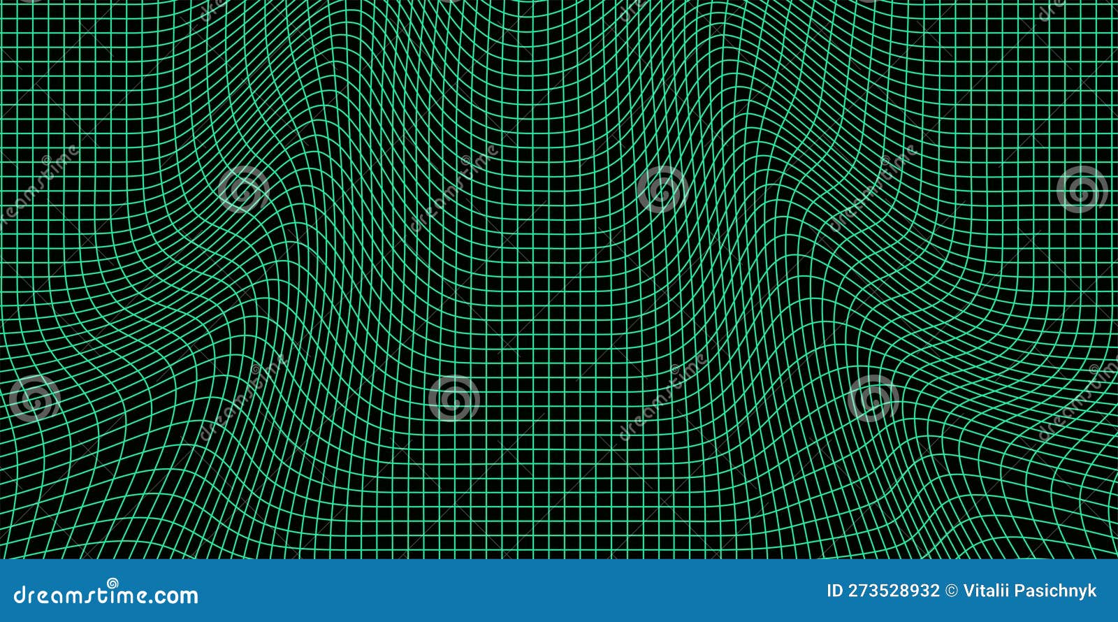 Abstract Wavy Green 3d Mesh on a Dark Background. Geometric Dynamic ...