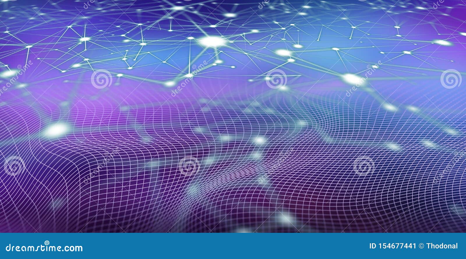 Abstract Wavy Grid with Network Stock Illustration - Illustration of ...