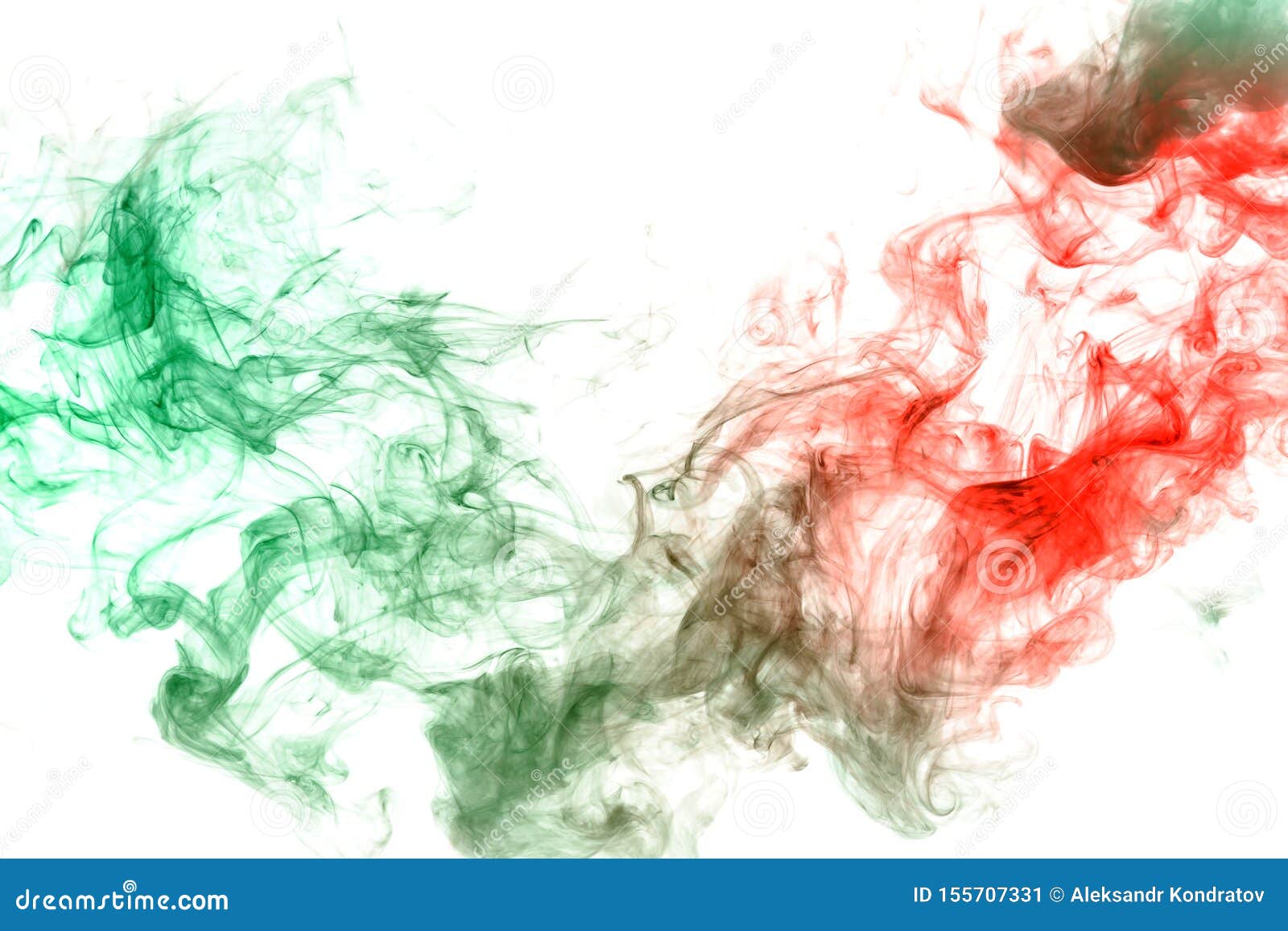 Wavy Ink and Smoke Pattern in Green and Red on a White Background ...