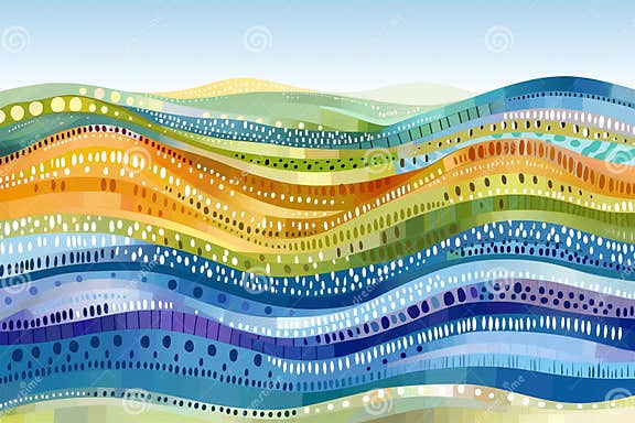 Abstract Wavy Landscape with Bold Colors and Patterns Stock ...