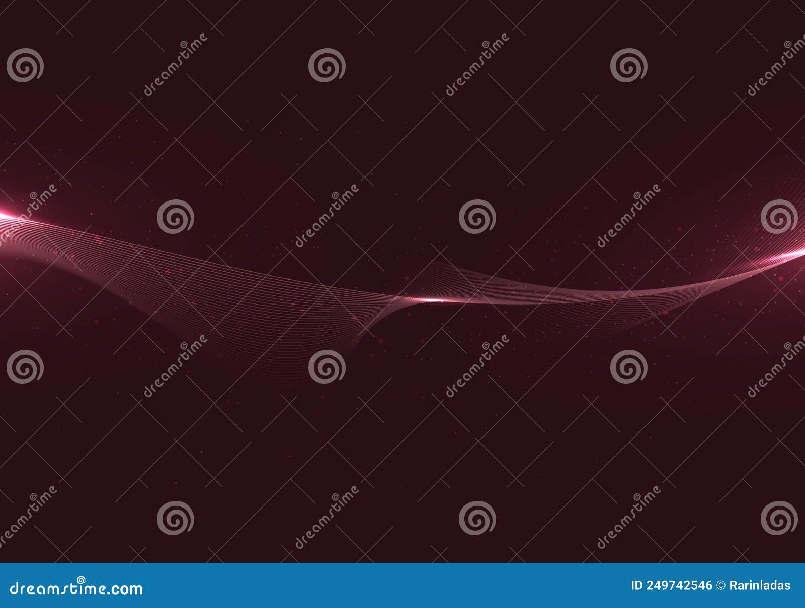 Abstract Wavy Lines with Dots Particles and Lighting Effect on Red ...