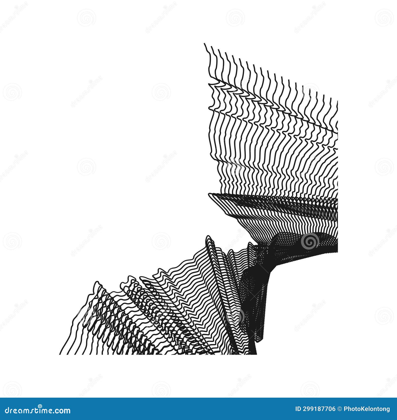 Abstract Wavy Lines Element. Flowing Particles Wave Pattern 3D Curve ...