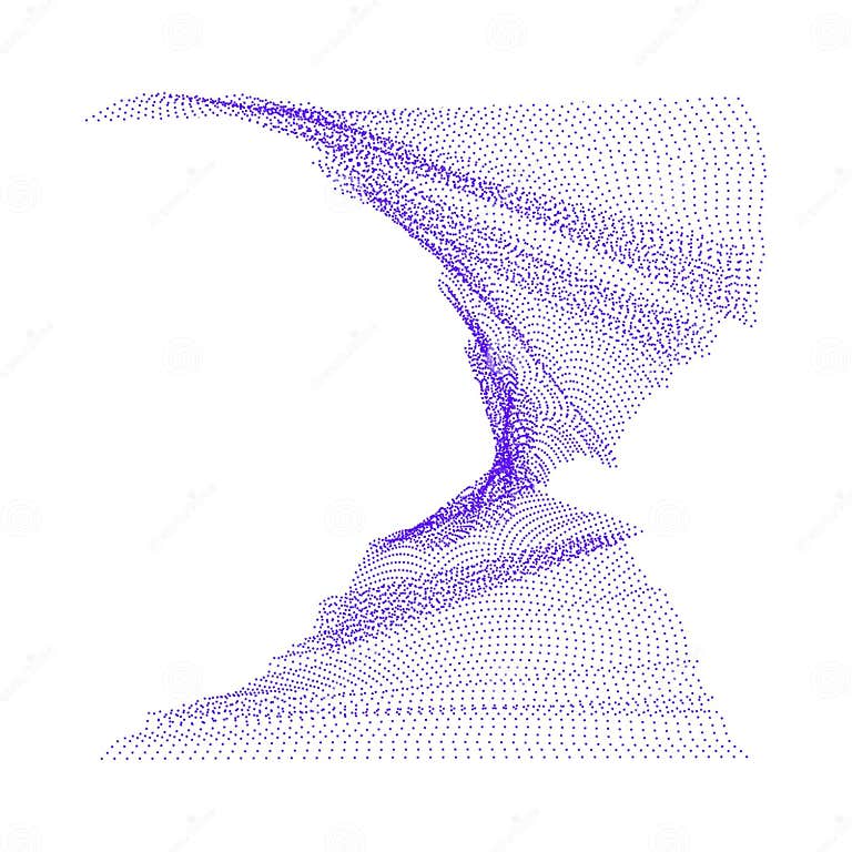 Abstract Wavy Lines Element. Flowing Particles Wave Pattern 3D Curve ...
