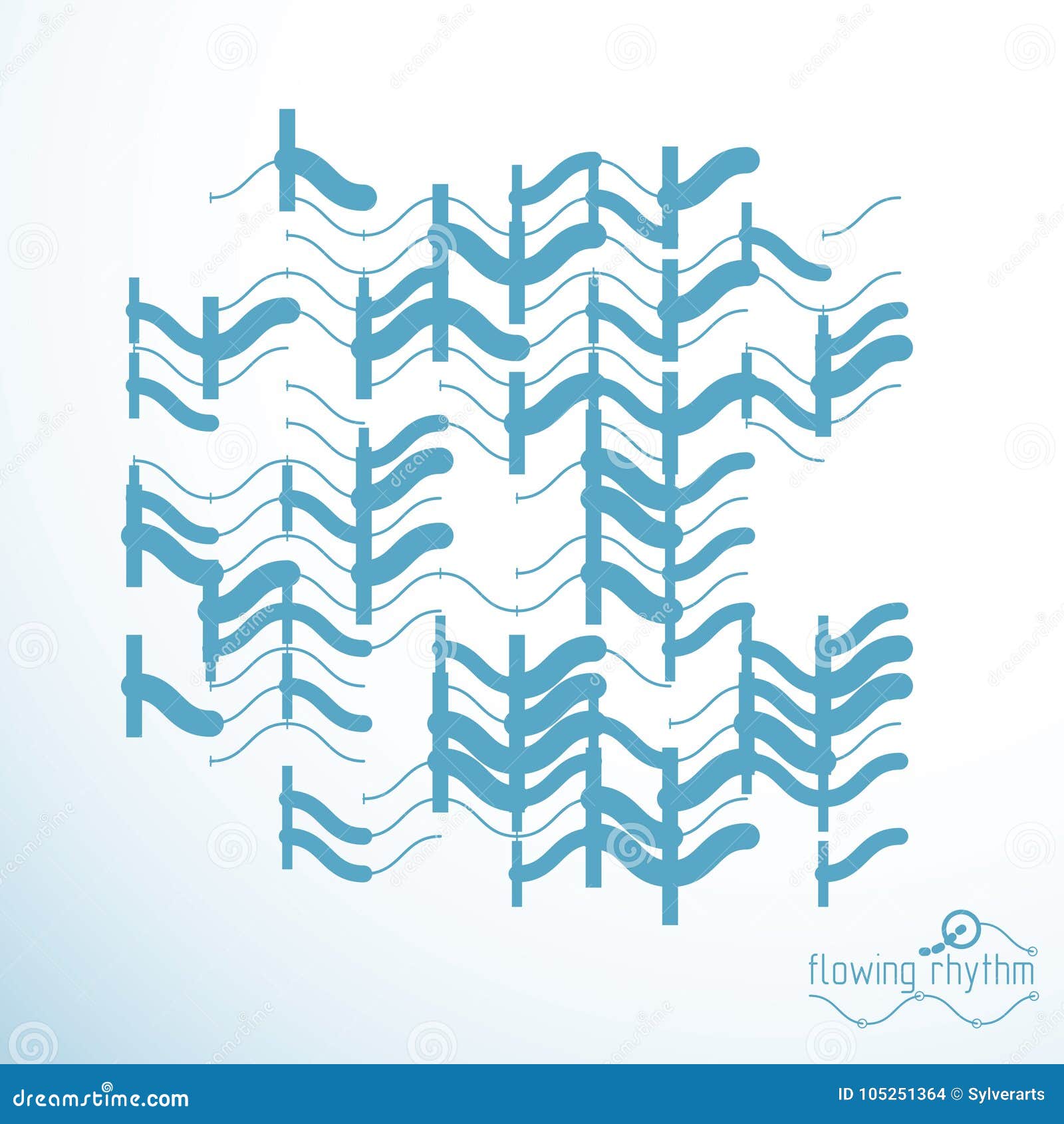 Abstract Wavy Lines Rhythm Pattern. Vector Technical Background ...