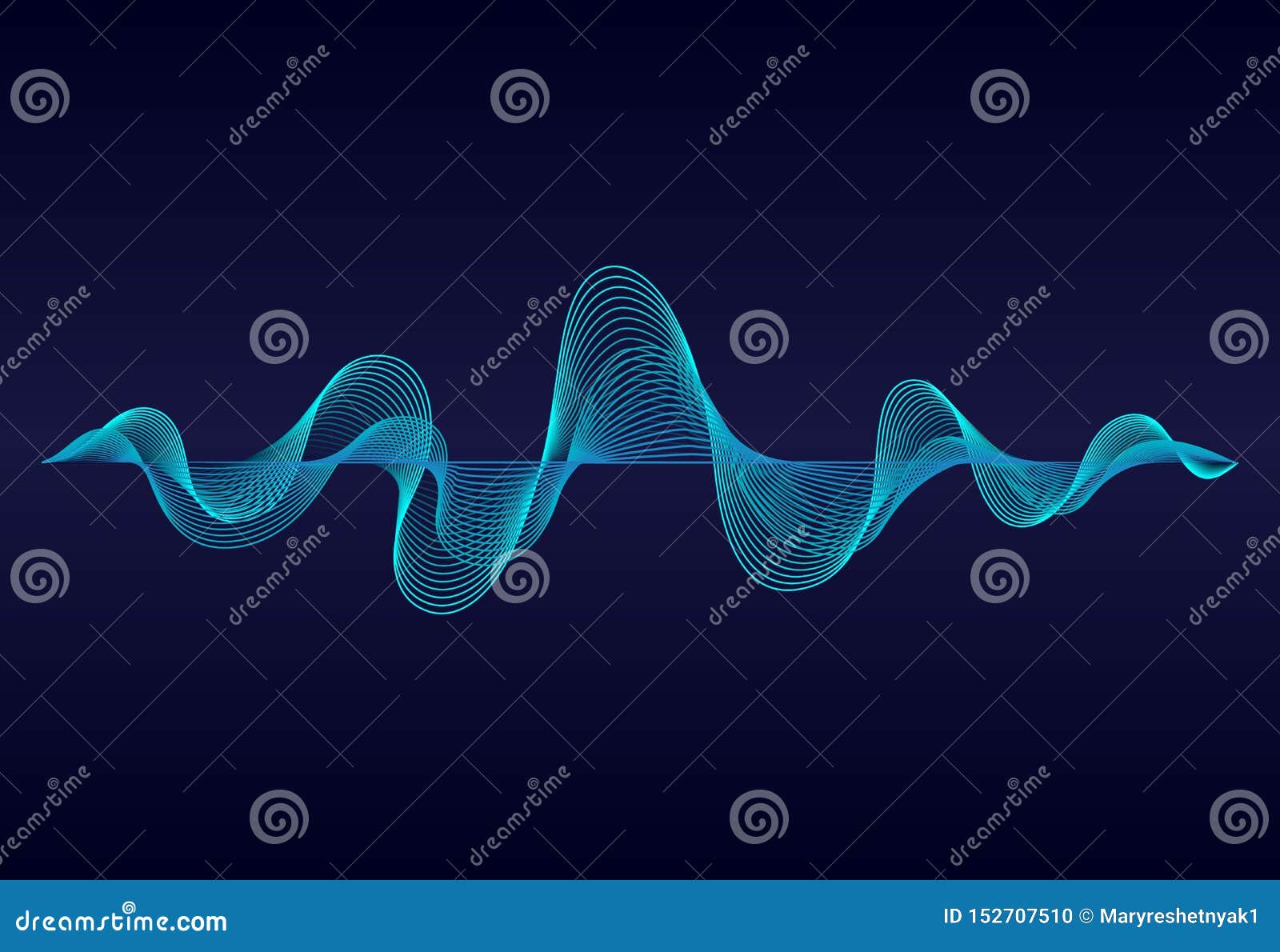 Abstract Wavy Lines Surface on Dark Blue Background. Soundwave of ...