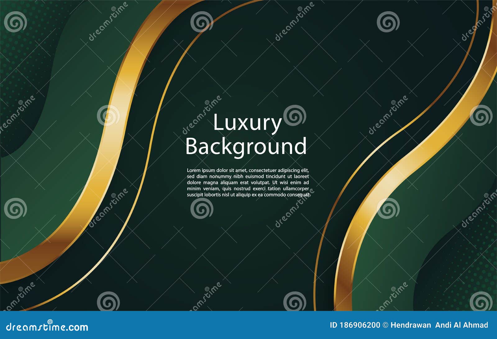 Abstract Wavy Luxury Dark Green and Gold Background. Graphic Design ...
