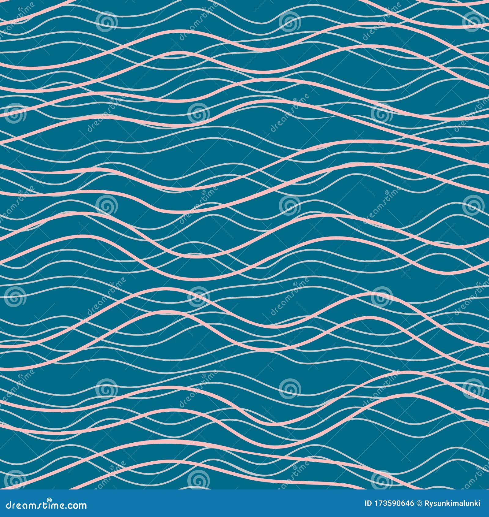 Abstract Wavy Ocean Lines Seamless Vector Pattern Stock Vector ...