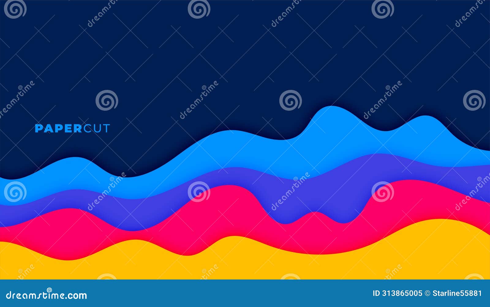 Abstract Wavy Papercut Shapes Background Curvy Design Stock Vector ...