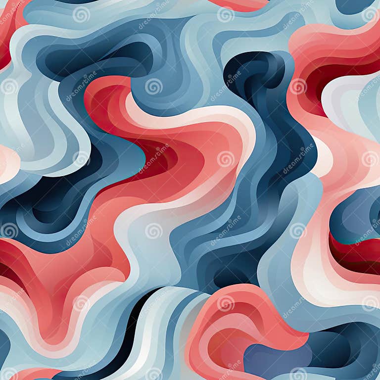 Abstract Wavy Pattern with Blue, Red, and White Colors (tiled) Stock ...