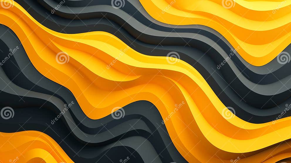 Abstract Wavy Pattern with Yellow and Black Layers Stock Illustration ...